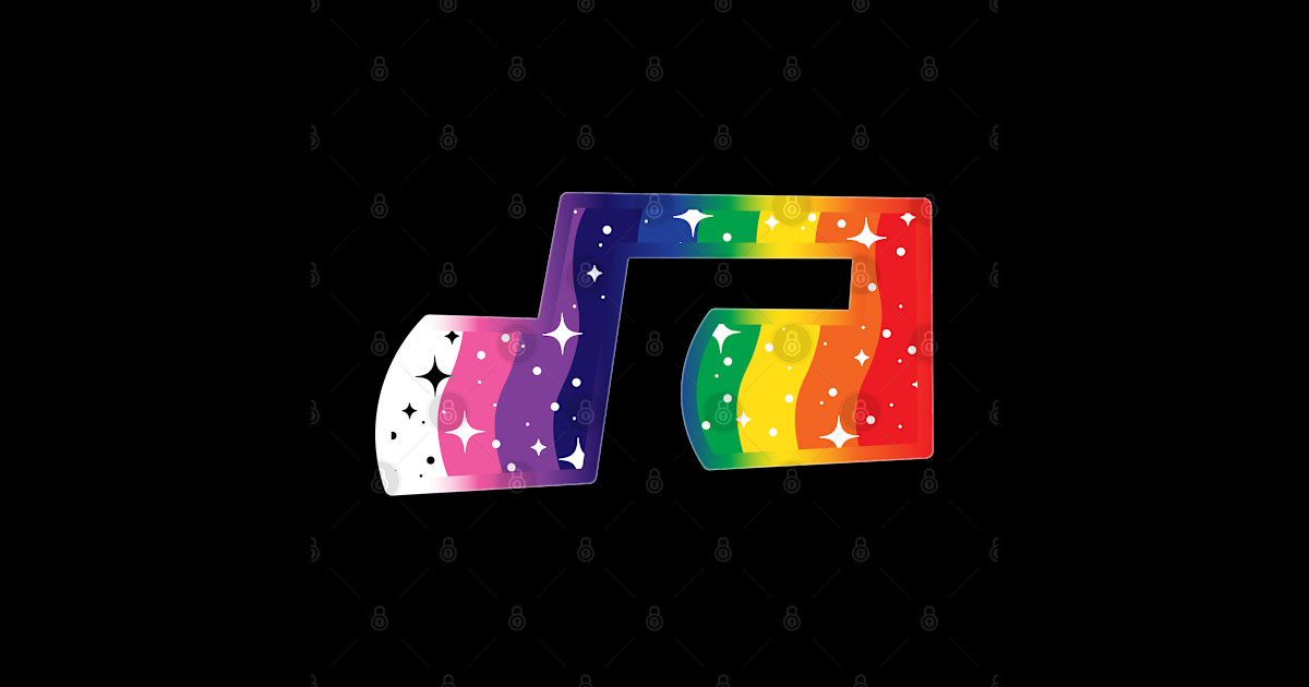 Sparkling Rainbow Music Note (Rainbow Border) - Colorful Music Note ...