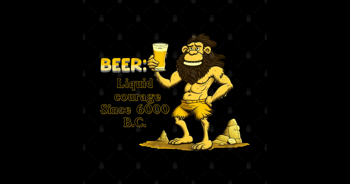 Beer Caveman liquid Courage - Octoberfest - Sticker | TeePublic