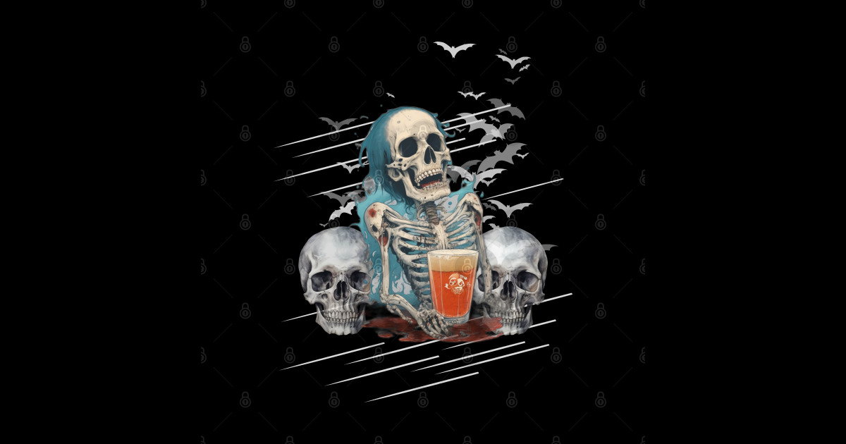 drunk skull - Drink - Sticker | TeePublic