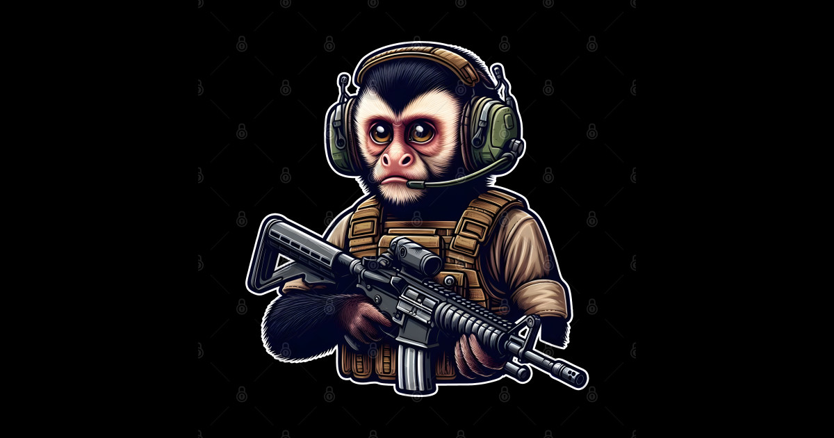 Tactical Monkey - Monkey - Sticker | TeePublic