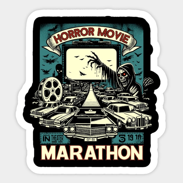 Horror Movie Marathon - Horror - Sticker | TeePublic