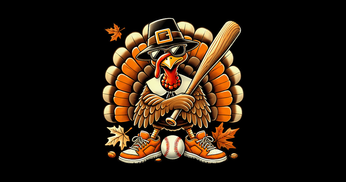 Baseball Player Turkey Funny Thanksgiving Day Boy Men Kid ...