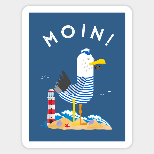 Moin Möwe Kapitän Norddeutschland - Moin - Sticker | TeePublic