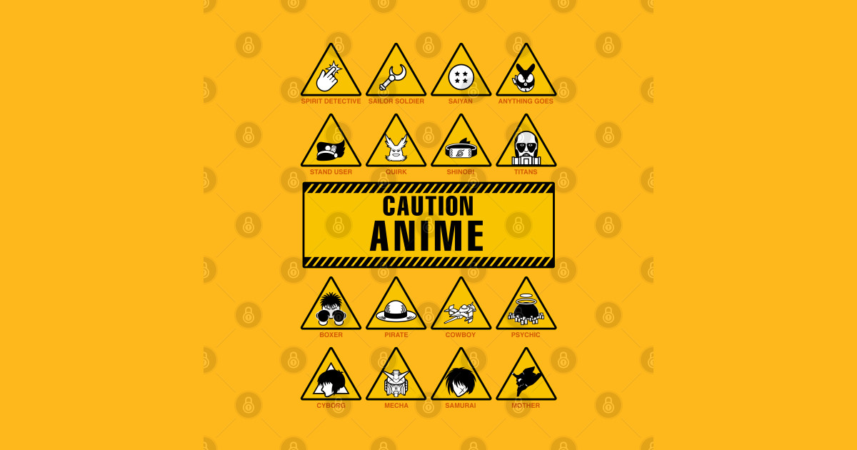 Anime Signs - Caution - Anime - T-Shirt | TeePublic