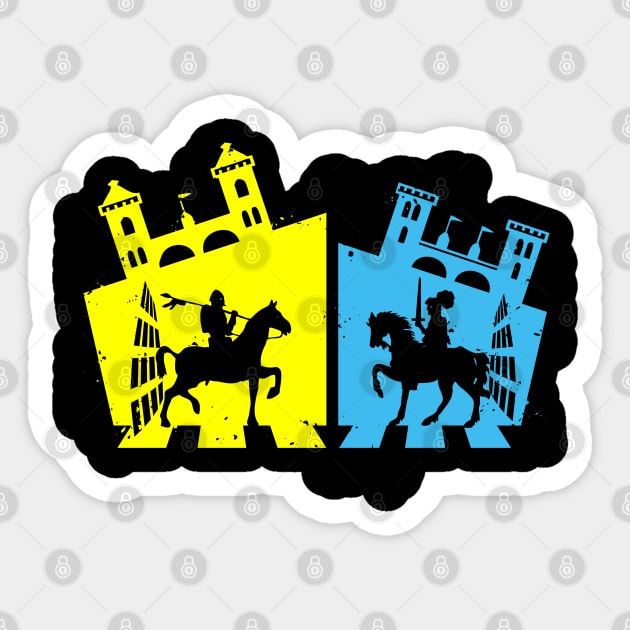 Knights defend their castle - Knights - Sticker | TeePublic