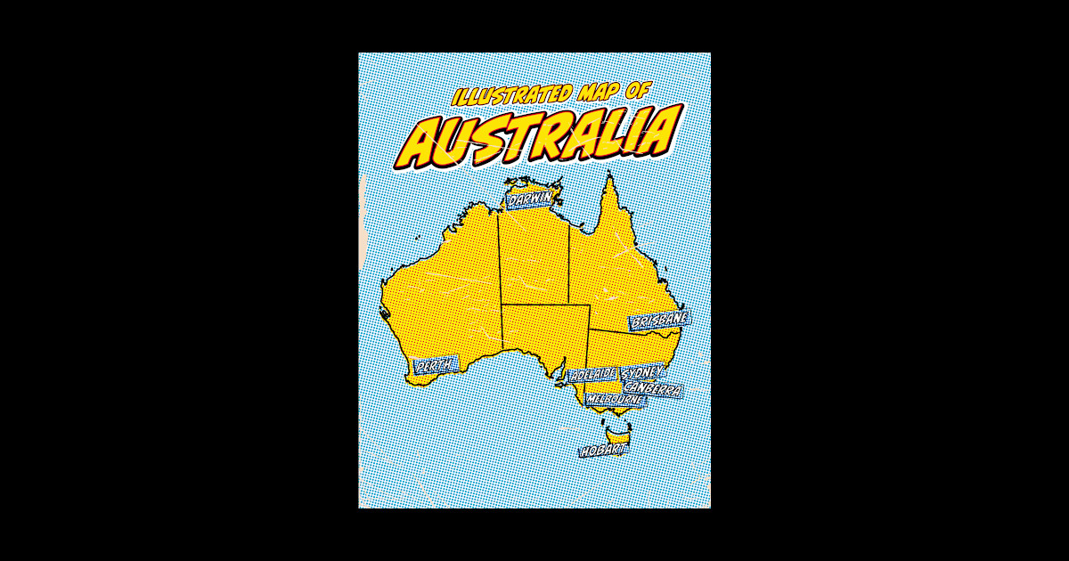 Comic Book Map Of Australia - Comic Book Map Of Australia - Sticker ...