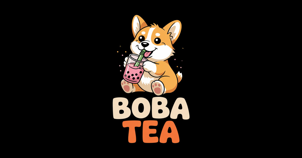 Kawaii Dog Corgi Anime Cat Boba Drink Bubble Tea Tapioca - Kawaii Dog ...