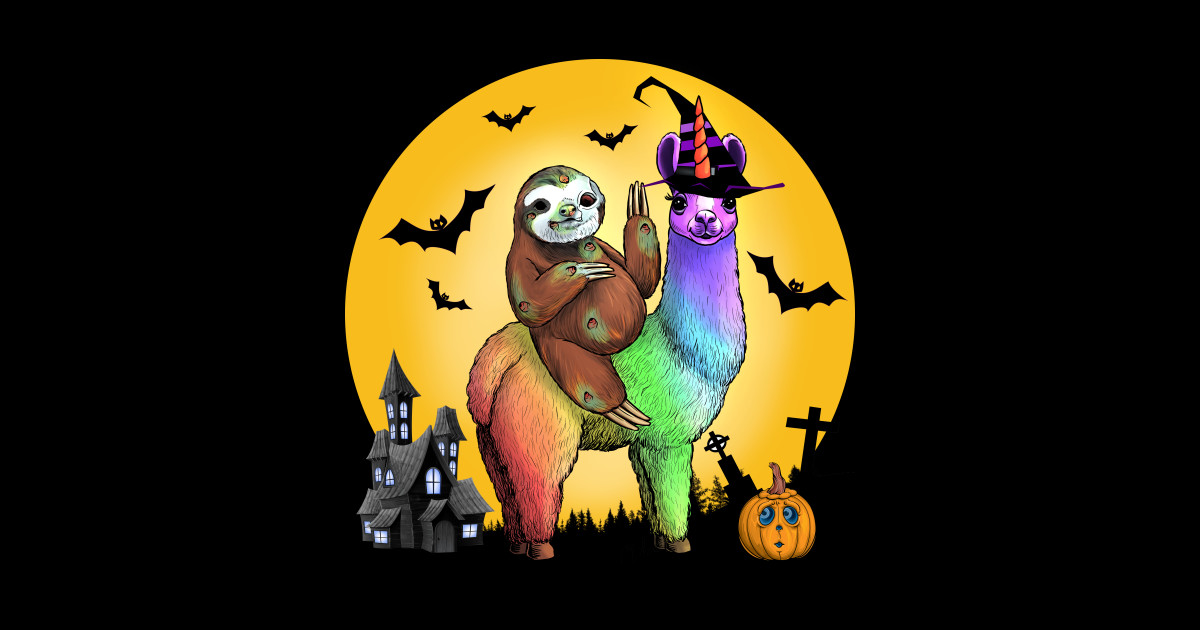 Zombie Sloth Riding Llama Unicorn Witch - Zombie Halloween - Sticker ...