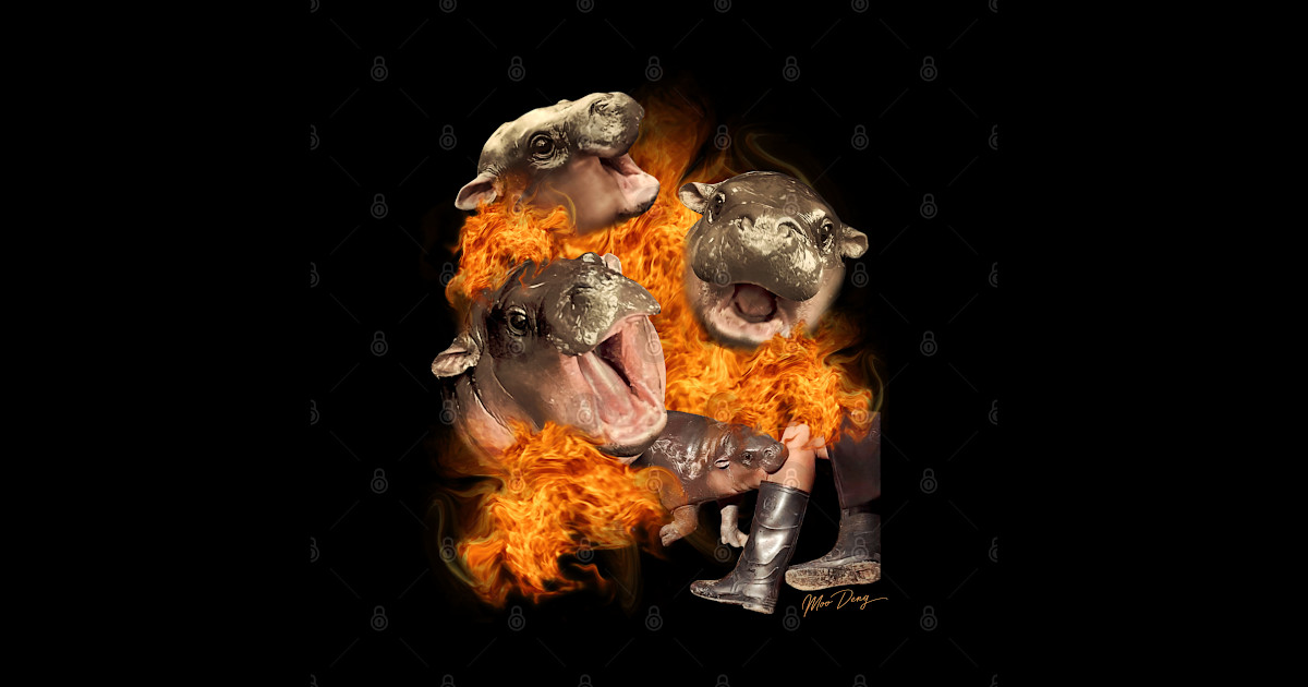 Moo Deng Is Fire! - Moo Deng - Sticker | TeePublic