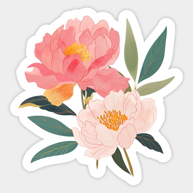 Pink Peonies Flowers - Peonies - Sticker | TeePublic