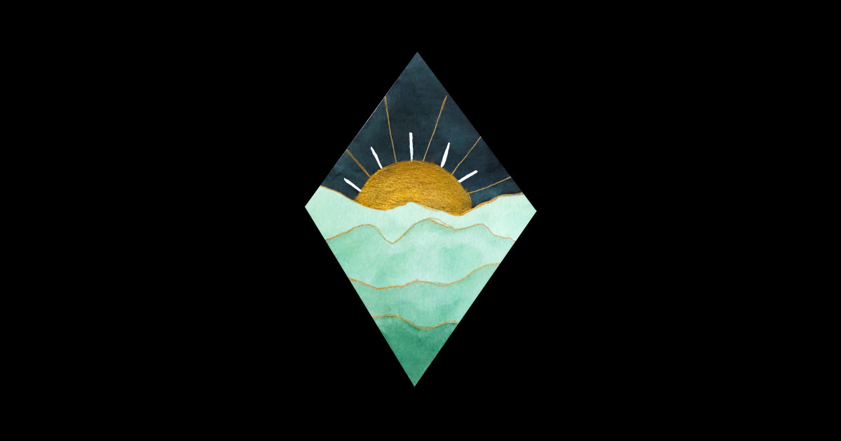Diamond Green and Gold Sunset (dark background) - Green - Sticker ...