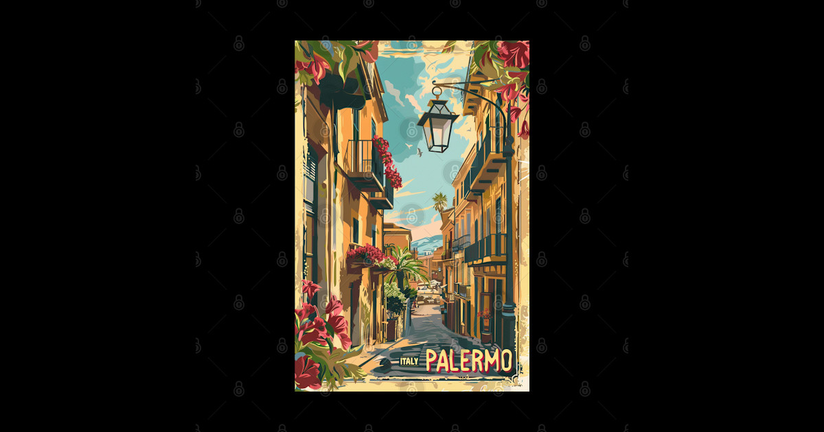 A Vintage Travel Illustration of Palermo - Italy - Palermo - Sticker ...