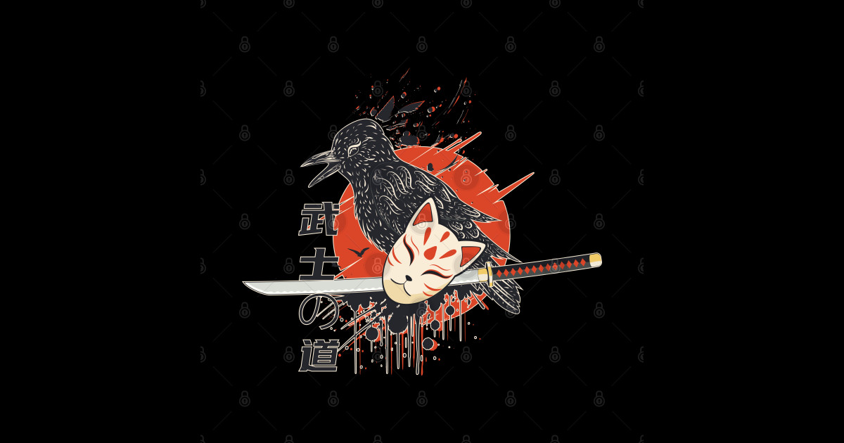 Crow with katana - Katana Sword - Sticker | TeePublic