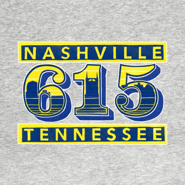 Nashville 615 Area Code Skyline - Nashville - T-Shirt | TeePublic