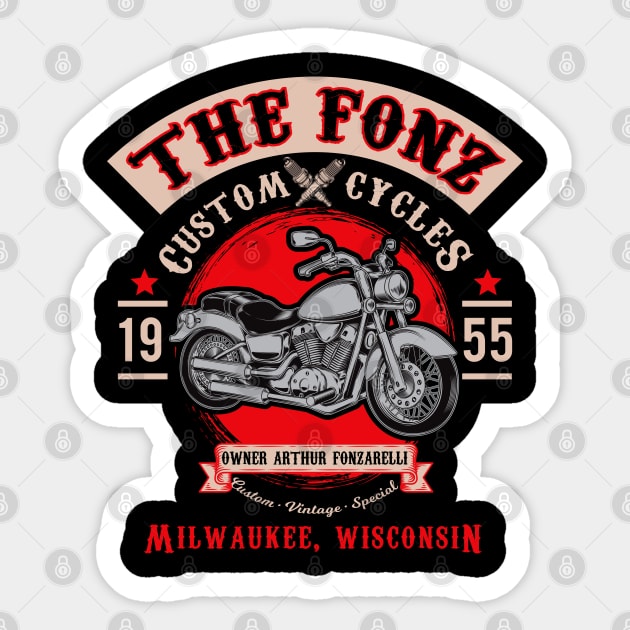 The Fonz Custom Cycles - Fonzie - Sticker | TeePublic