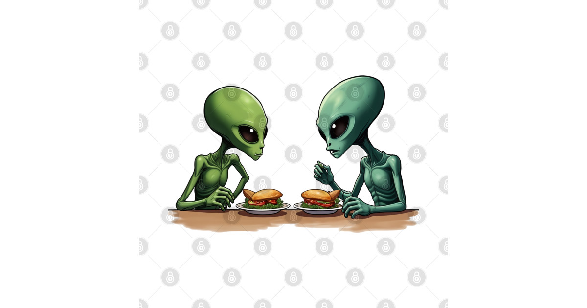 Cosmic Bite - Funny Alien Sandwich Cartoon Design - Alien Humor - T ...