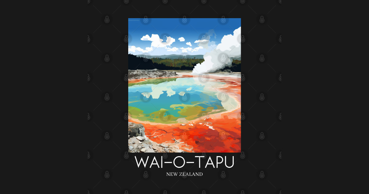 A Pop Art Travel Print of Wai-O-Tapu Thermal - New Zealand - Wai O Tapu ...