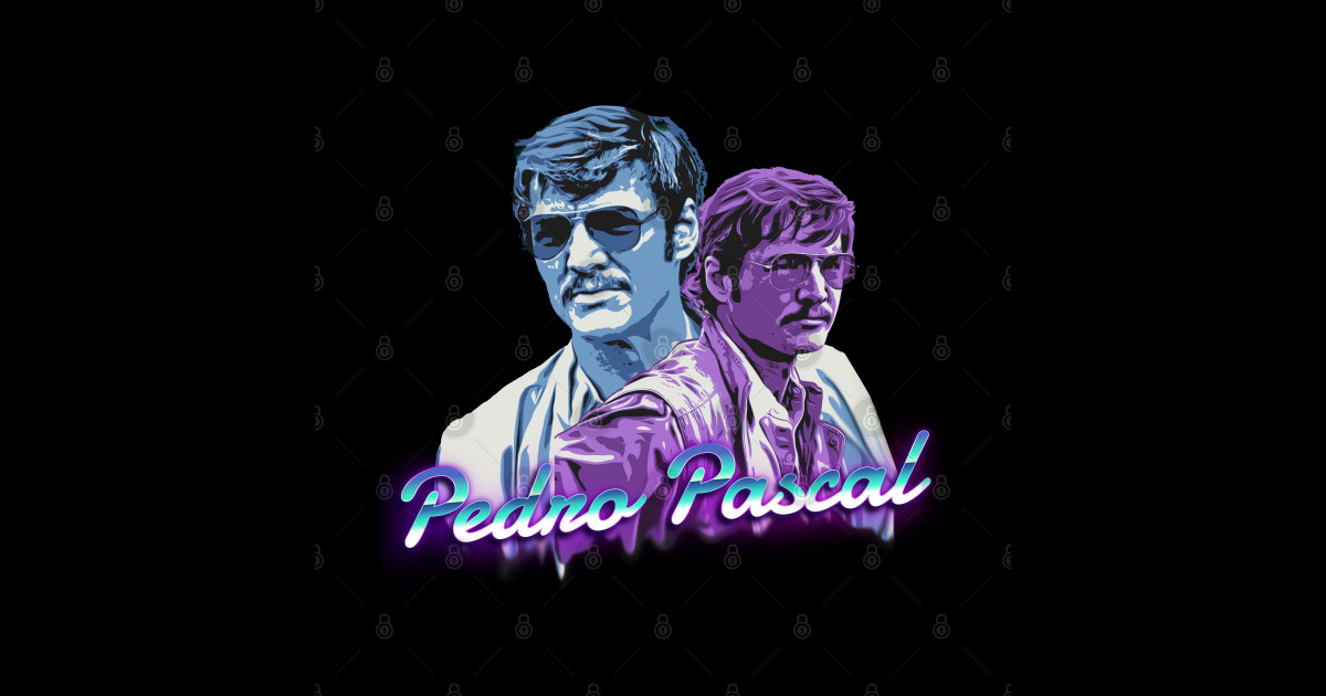pedro pascal - retrowave fan art - Pedro Pascal - Sticker | TeePublic