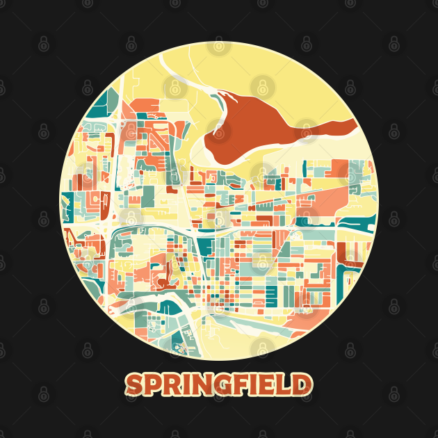 Springfield Oregon map in mozaique colors - Springfield - T-Shirt ...