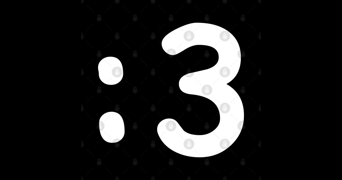 Cat Face Emoticon :3 - Cute - Sticker | TeePublic