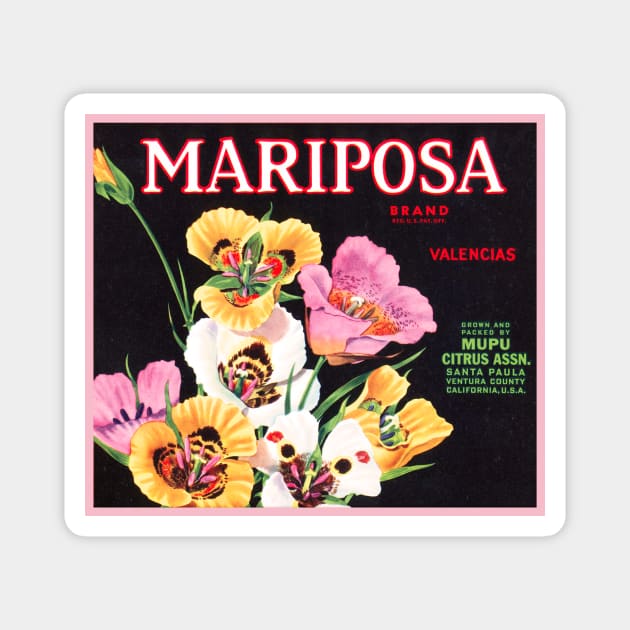 Mariposa Brand label - Vintage Crate Label - Magnet | TeePublic