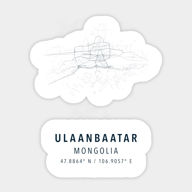ULAANBAATAR MONGOLIA MAP - Maps - Sticker | TeePublic