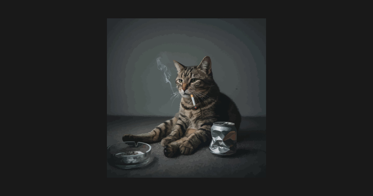 Cat Smoking Cigarette - Meme - Cat Smoking Cigarette - T-Shirt | TeePublic