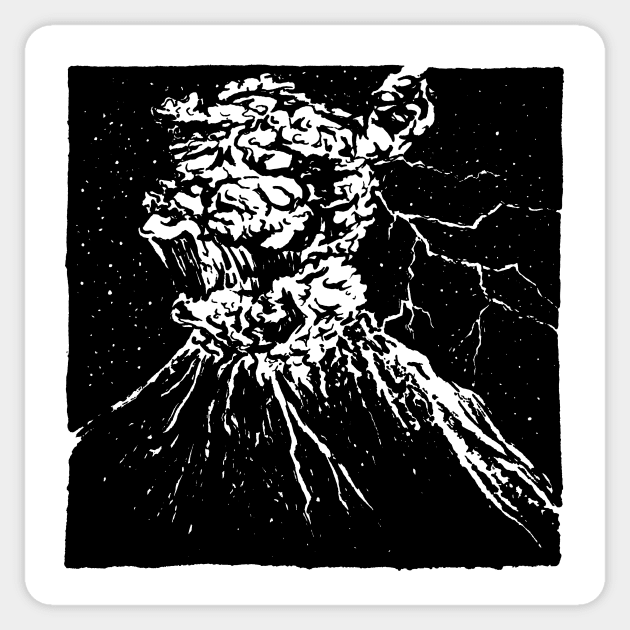 volcano ink drawing - Volcano - Sticker | TeePublic
