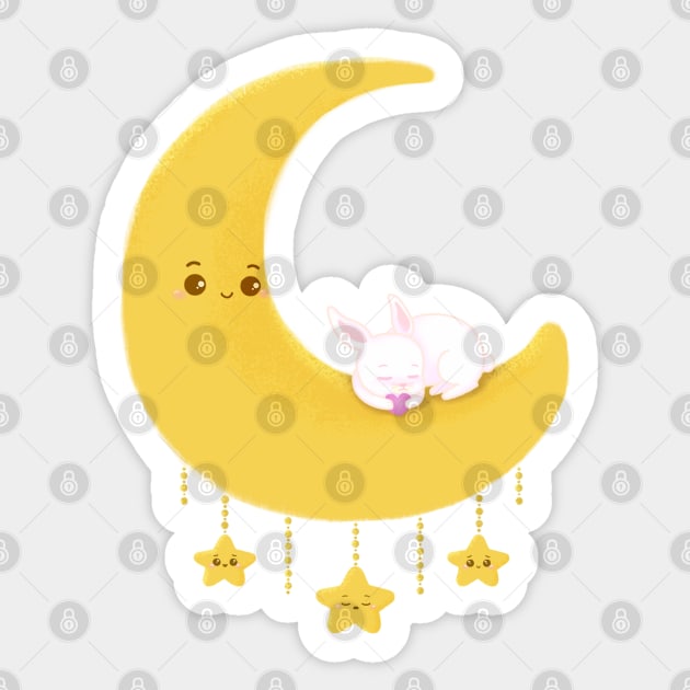 Cute Moon Rabbit Cartoon Illustration - Cute Moon Rabbit Cartoon ...