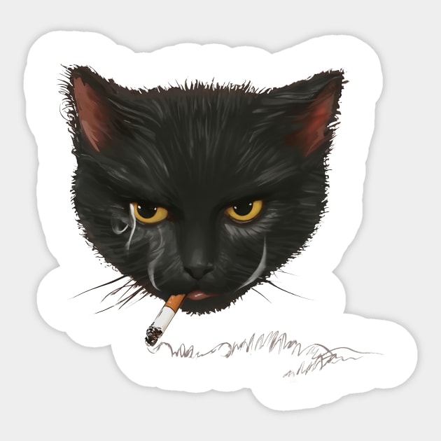 Smoking Cat Funny Cigarette Kitty Meme - Smoking Cat - Sticker | TeePublic