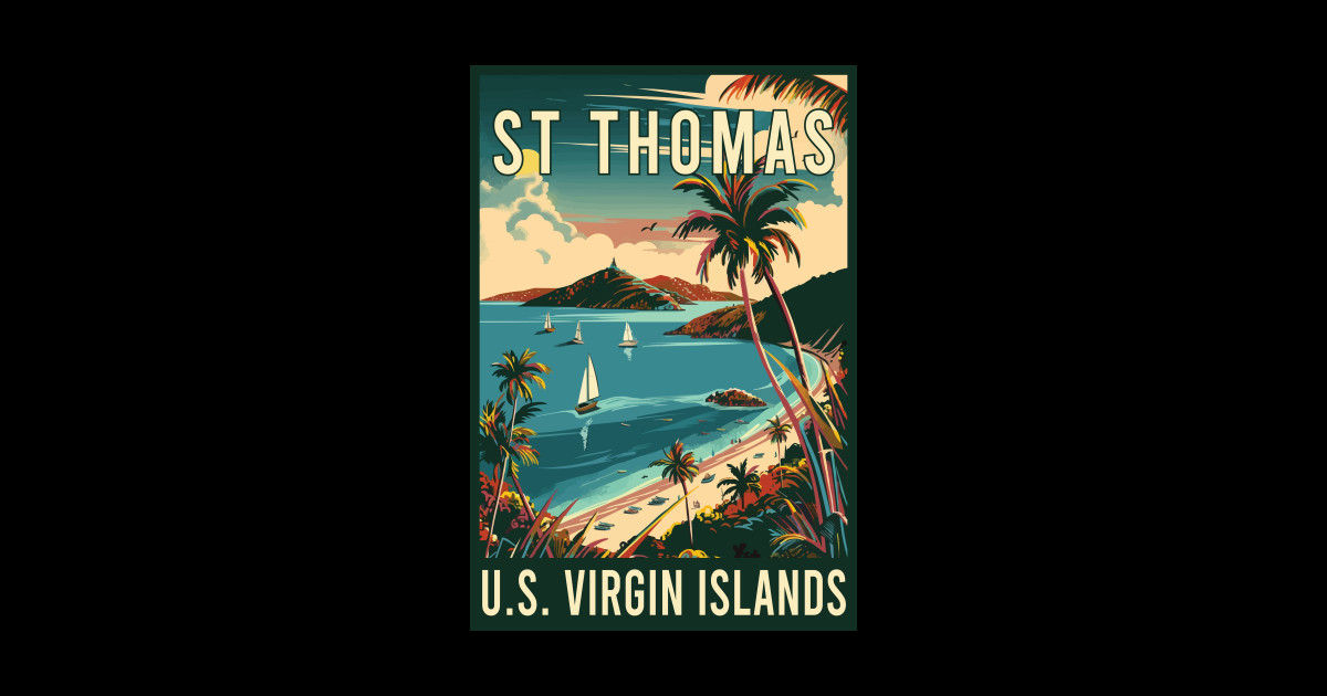 Experience St. Thomas Tropical Splendor - Vintage Travel Art - St Thomas - Sticker | TeePublic