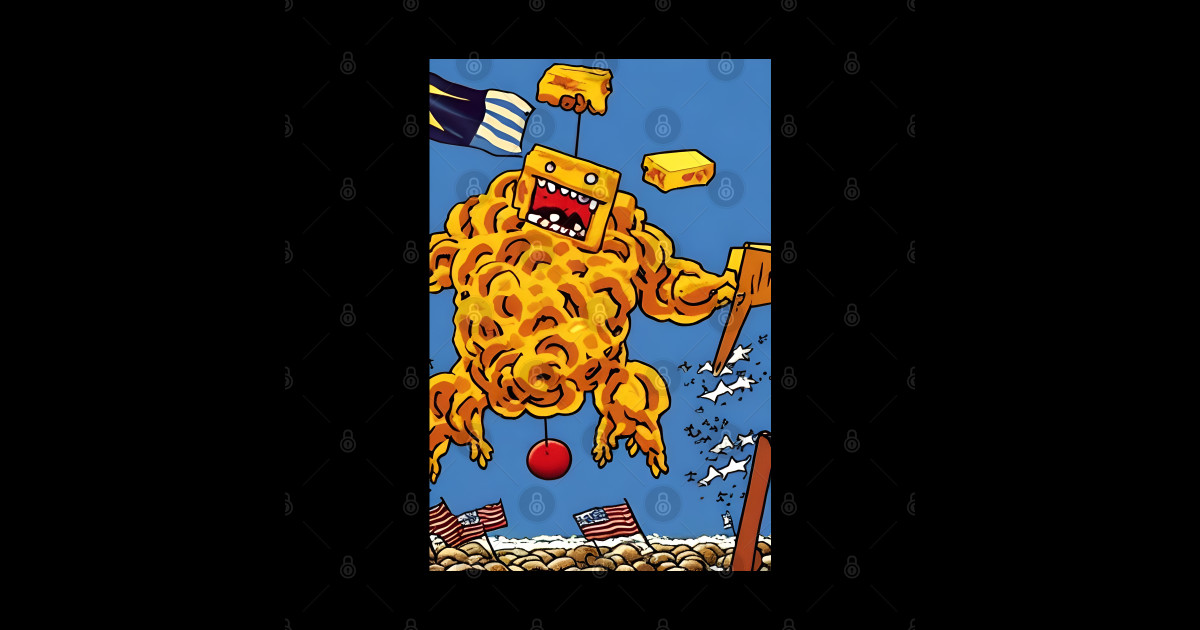 American Cheesy Meatball Monster Storms the Beach! - Silly - Sticker ...