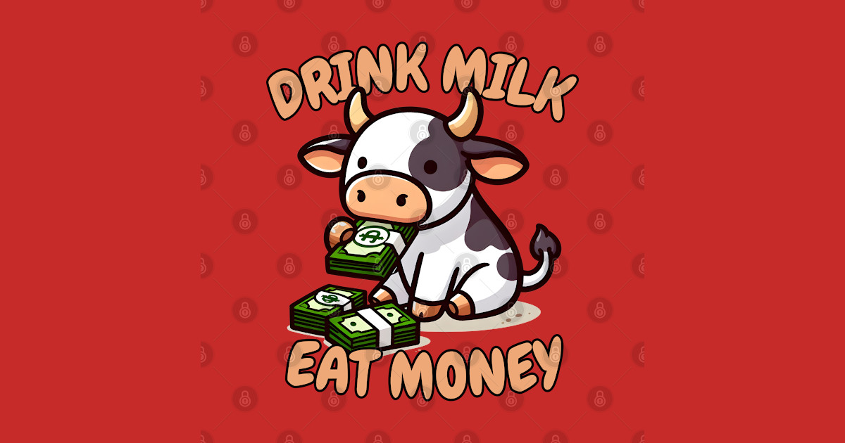 Money cow drink milk eat money - Money - T-Shirt | TeePublic