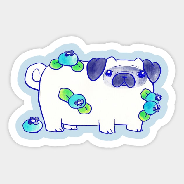 Blueberry Pug Watercolor - Pug - Sticker | TeePublic