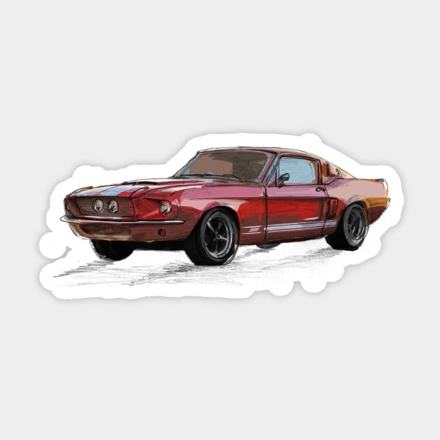 Classic Mustang Red - Mustang - Sticker | TeePublic
