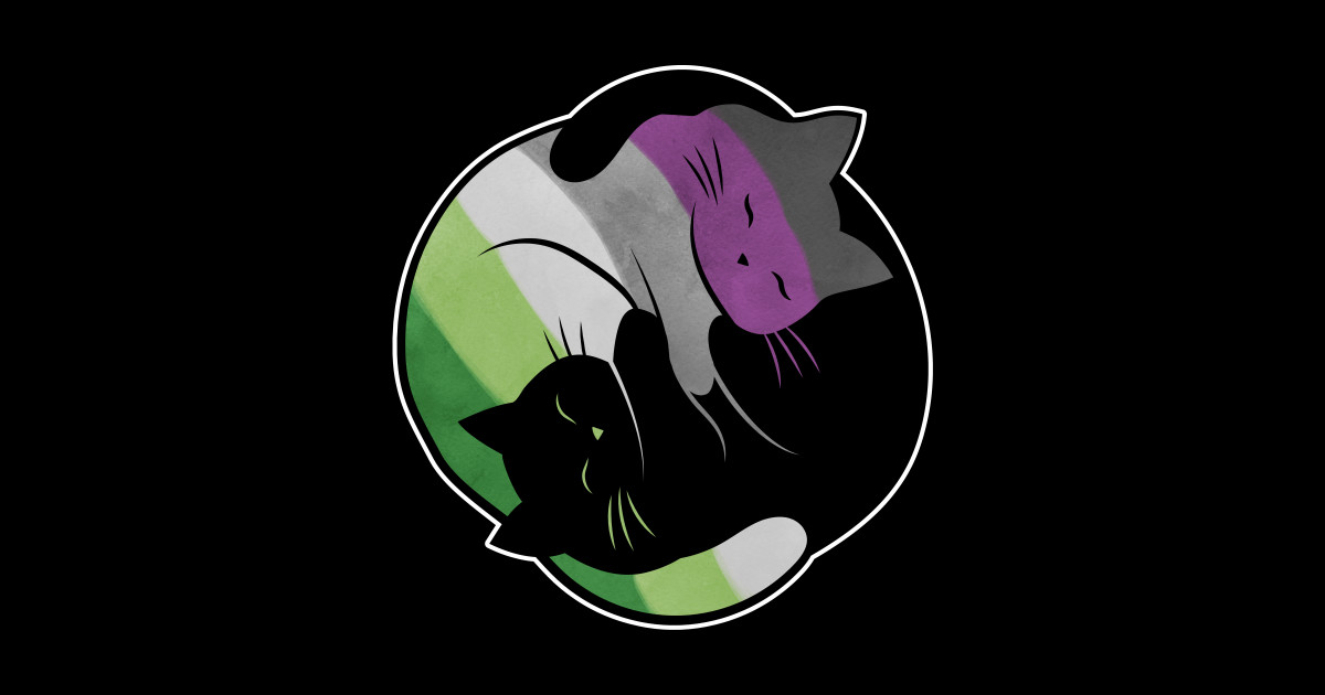 Aroace Yin Yang Cat LGBT Asexual Aromantic Pride Flag - Aroace ...