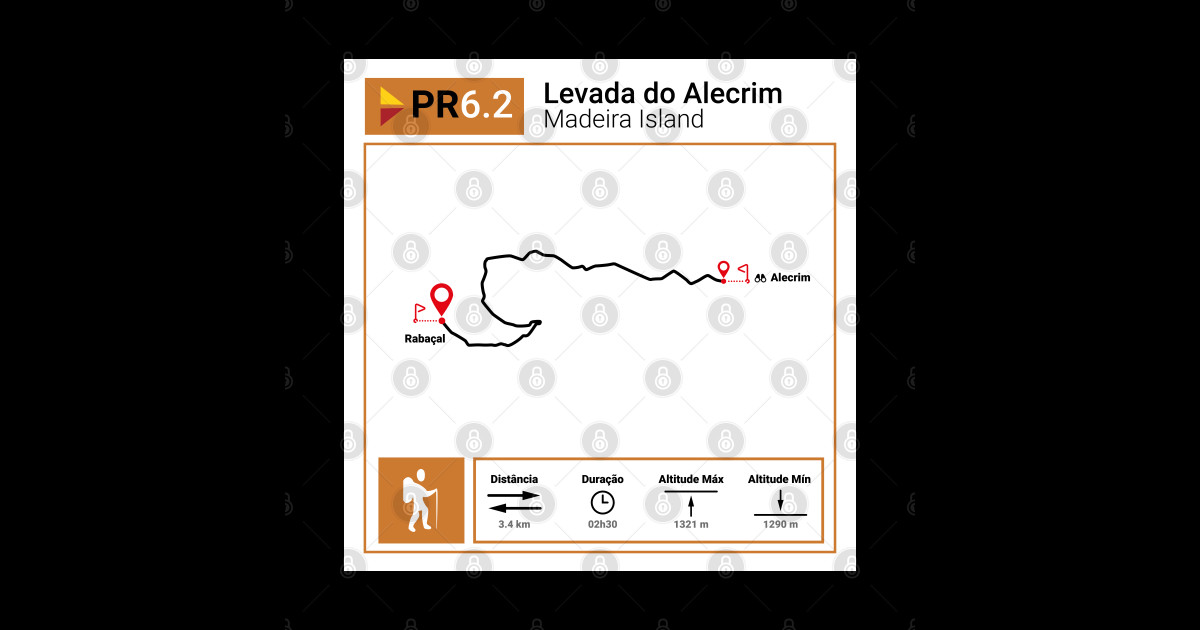 Madeira Island PR6.2 LEVADA DO ALECRIM trail map - Madeira - Posters ...