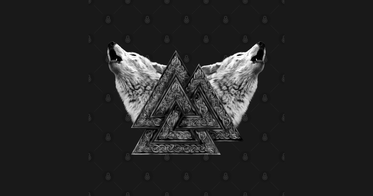 Valknut Symbol and Wolves - Valknut - T-Shirt | TeePublic