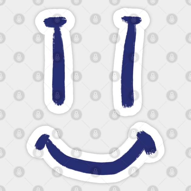 Blue Smug Smiling Face - Smile - Sticker | TeePublic
