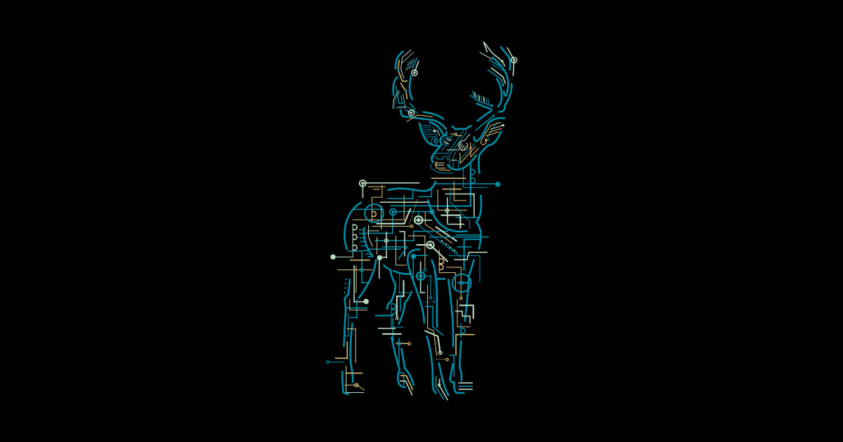 Cyber Deer - Deer - Sticker | TeePublic
