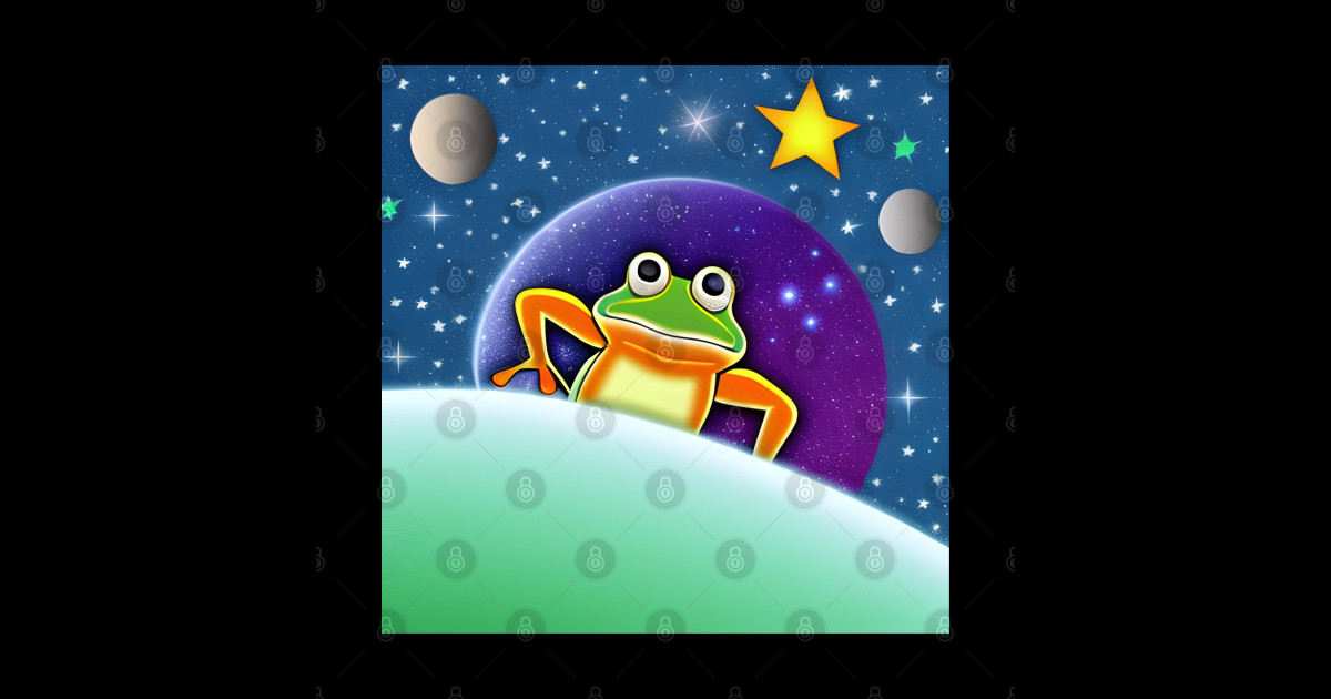 Hippy frog in space with stars - Space Frog - Posters and Art Prints ...