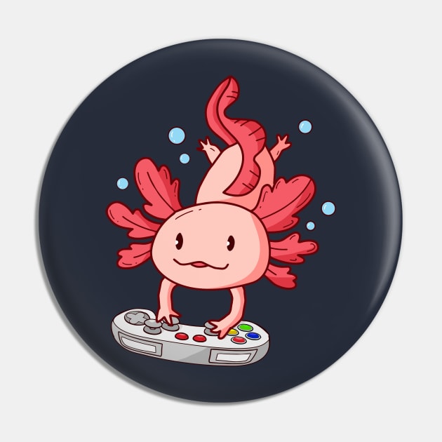 Gamer Axolotl Playing Video Games Cute Axolotl Lover - Axolotl - Pin ...