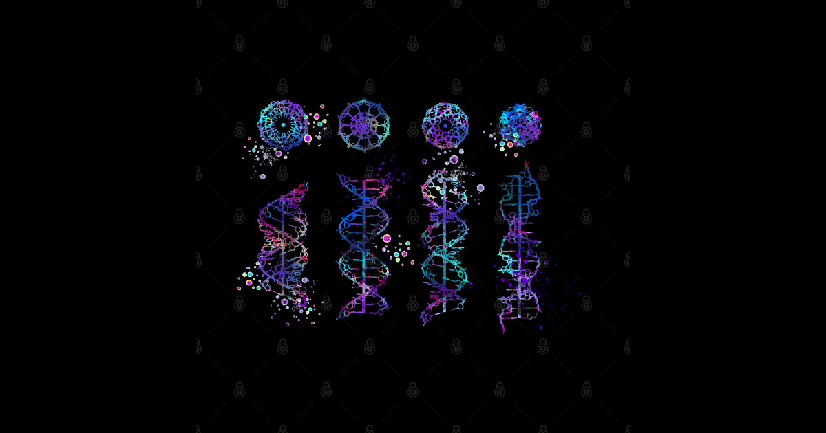 DNA Helix Colorful Watercolor - Genes - Sticker | TeePublic