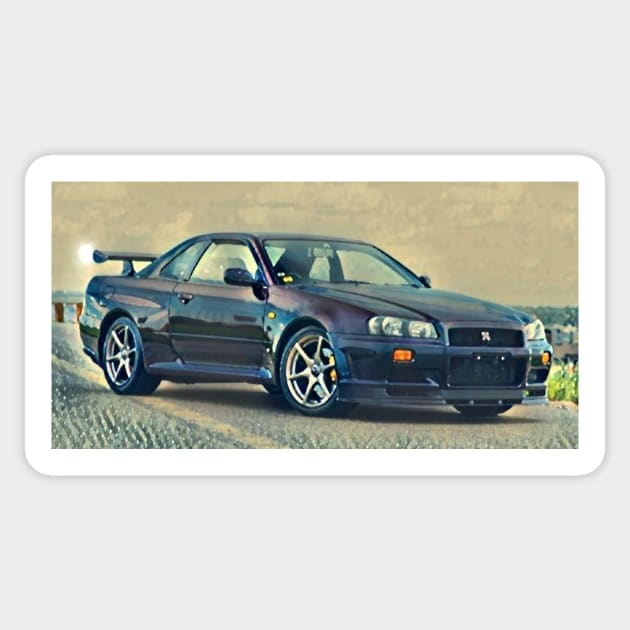 Nissan Skyline GTR R34 - Nissan Skyline Gtr R34 - Sticker | TeePublic