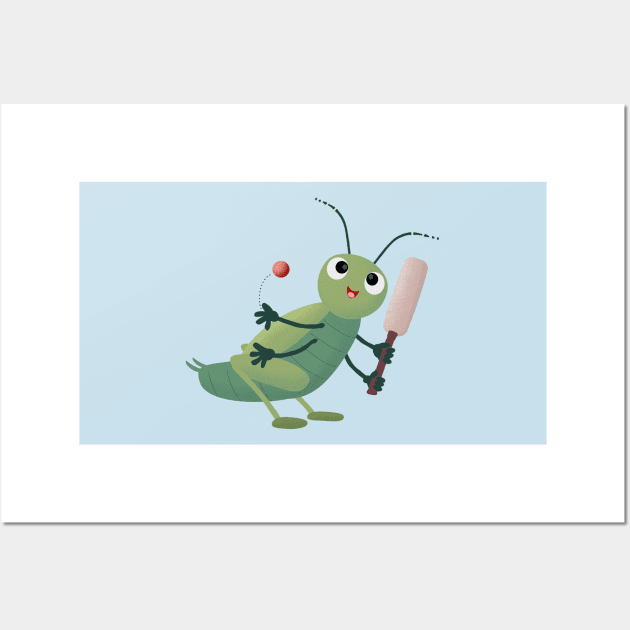 Cute green cricket insect cartoon illustration - Cricket - Posters and ...