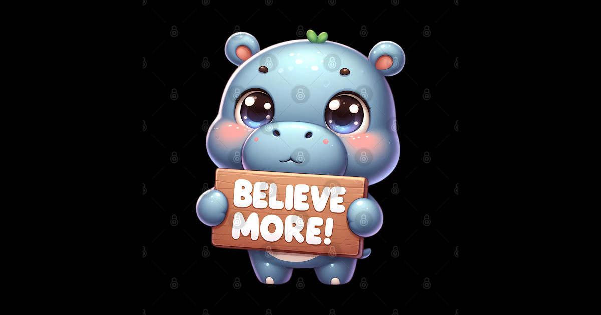 Funny Moo Deng Hippo With Motivational Quote 'Believe More' - Moo Deng ...