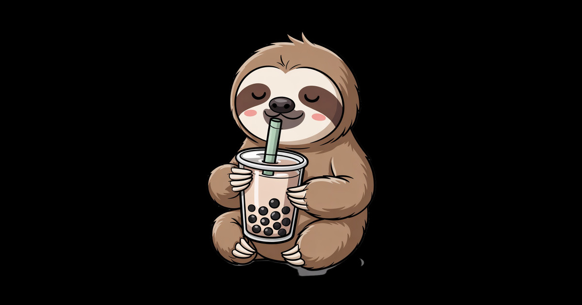 Kawaii Sloth Drinking Bubble Tea - Kawaii Sloth Drinking Bubble Tea ...