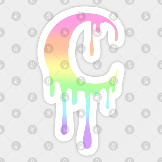 Rainbow Dripping Moon - Moon - Sticker | TeePublic