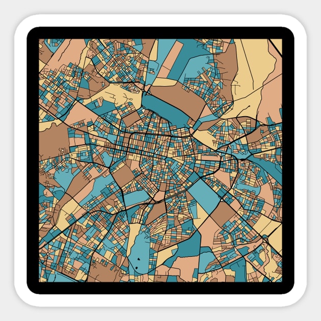 Sofia Map Pattern in Mid Century Pastel - Sofia Map - Sticker | TeePublic