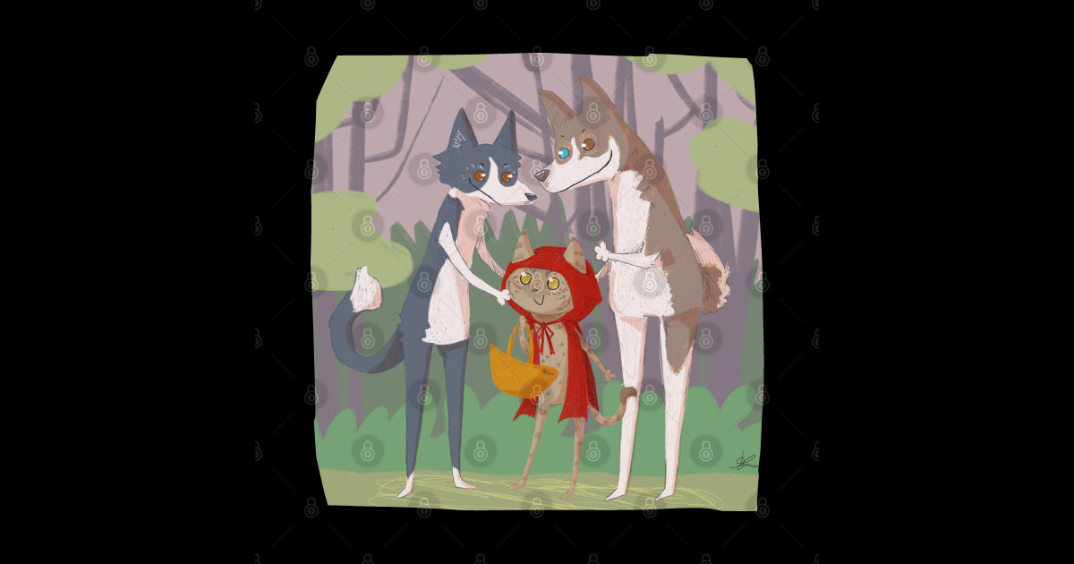 red riding hood cat - Little - Sticker | TeePublic